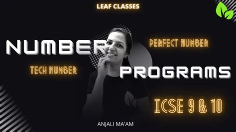 Number Programs Tech Number Perfect Number Icse 9 And 10 Anjali