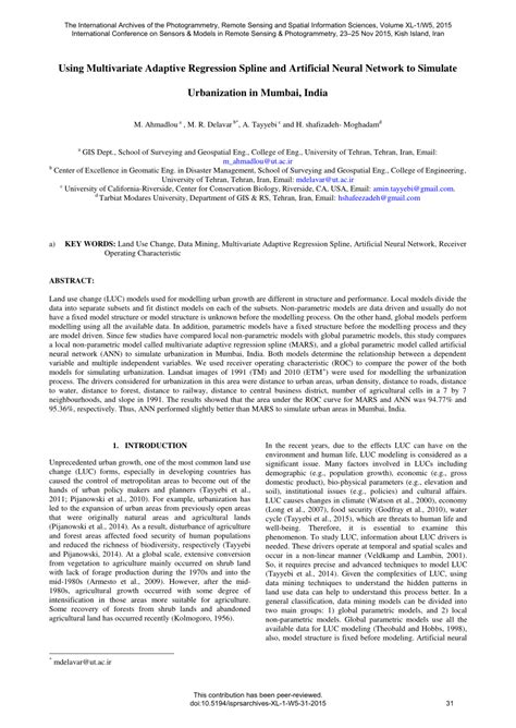 Pdf Using Multivariate Adaptive Regression Splines And Artificial