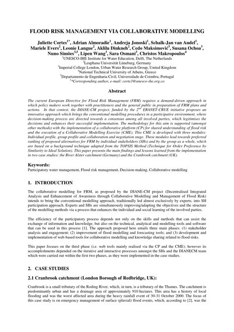 Pdf Flood Risk Management Via Collaborative Modelling