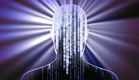 Geometrical Man Face With Binary Code And Rays Of Light Stock Illustration Illustration Of