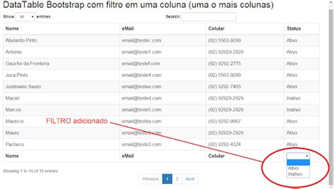 Álvaro Grisolfi Datatable Bootstrap Com Filtro Em Uma Coluna Uma Ou