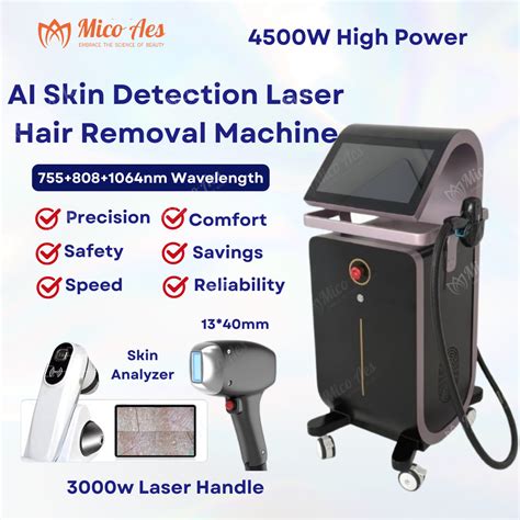 Ai Skin Detection Laser Hair Removal Machine 3 Wave 4500w