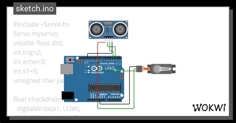 感应垃圾桶（超声波舵机） Wokwi Esp32 Stm32 Arduino Simulator
