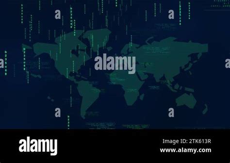 Digital Data Floating In Space With Global World Map Background Animation Concept Stock Video