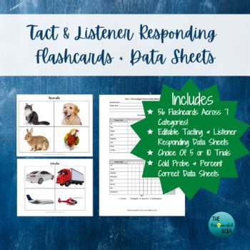 Tact Listener Responding Flashcards And Editable Data Sheets Flashcards Data Sheets Data
