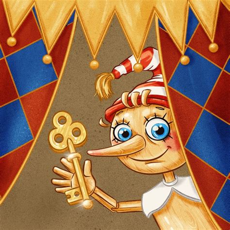 Иллюстрация Золотой ключик в стиле 2d детский персонажи