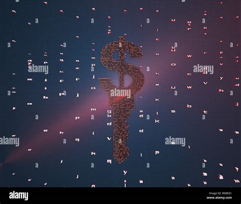 Network Finance Technology The Currency Symbol And Key Composed Of Binary Symbols Representing