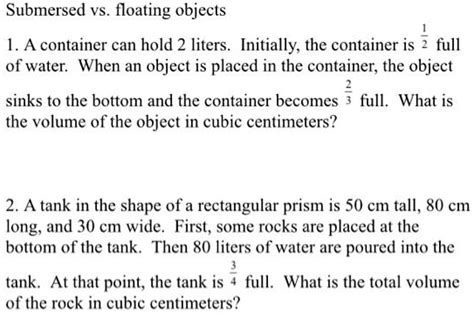 Solved Submersed Vs Floating Objects 1 A Container Can Hold 2 Liters