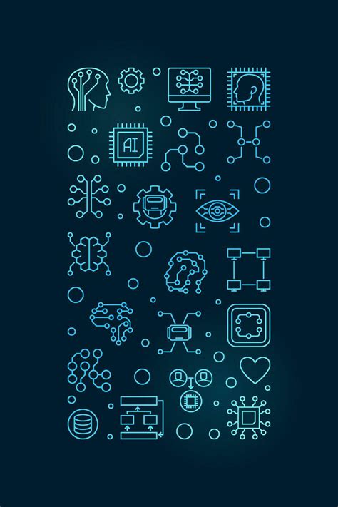 Ai Artificial Intelligence Technology Concept Vertical Thin Line Blue