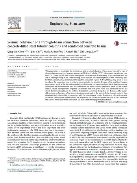 Pdf Seismic Behaviour Of A Through Beam Connection Between Concrete Filled Steel Tubular