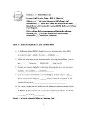 Exercise Deliverable Doc GBI Bill Of Material F Docx Exercise Bill Of Material