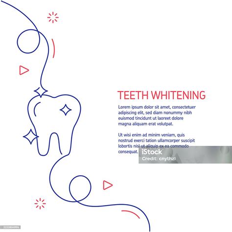 치아 미백 아이콘의 연속 선 그리기 손으로 그린 기호 벡터 그림입니다 얇은 파란색과 빨간색 선이 있는 미니멀한 디자인 개념에 대한 스톡 벡터 아트 및 기타 이미지 Istock