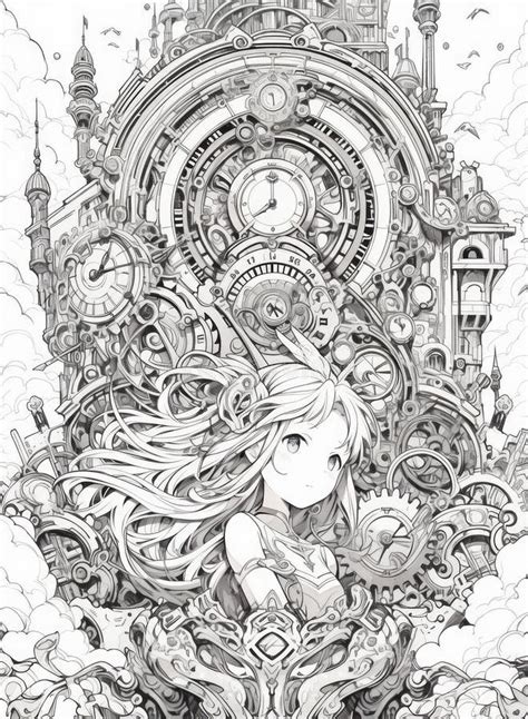 Beautiful Young Woman Manga Art Style To Be Used In A Coloring Book Stock Illustration