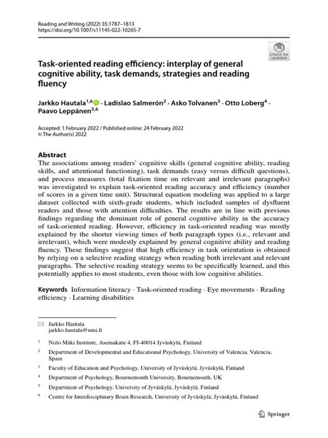 task oriented reading efciency interplay of general pdf errors and