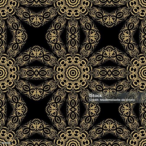 로얄 레이스 텍스처 만다라 장식 기하학적 패턴입니다 원활한 벡터 일러스트입니다 직물 인쇄 벽지 섬유 디자인 0명에 대한 스톡