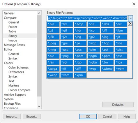 is there any way to see binary contents for image compare · winmerge