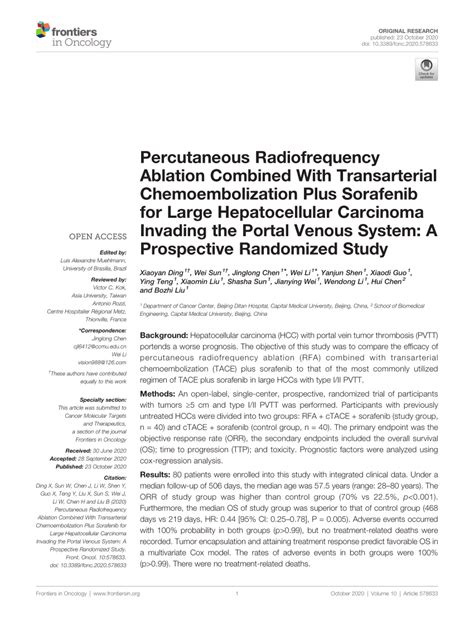 Pdf Percutaneous Radiofrequency Ablation Combined With Transarterial Chemoembolization Plus