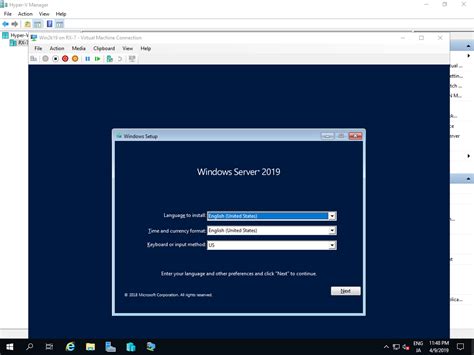 windows server 2019 hyper v create virtual machine windows