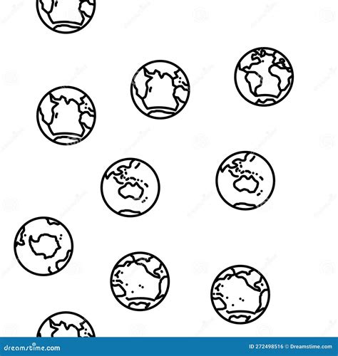 Earth World Globe Planet Vector Seamless Pattern Stock Illustration