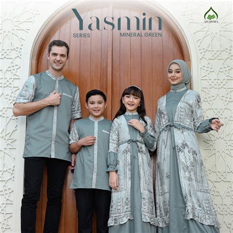 Jual Baju Couple Keluarga Lebaran 2025 Series Yasmin Mineral Green By