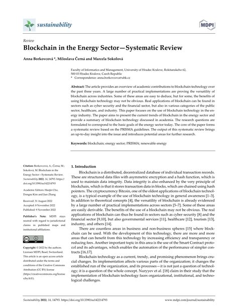 PDF Blockchain In The Energy SectorSystematic Review