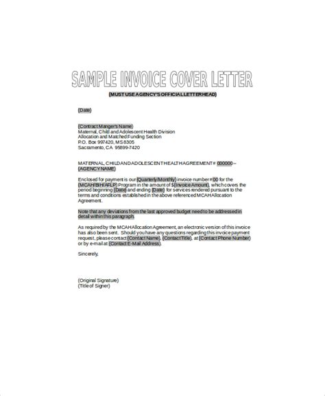 Free 13 Invoice Letter Samples And Templates In Pdf Word