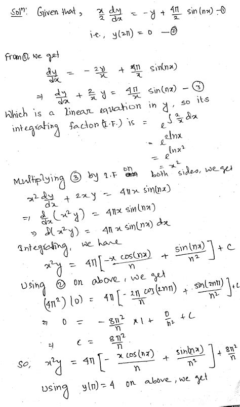 Solved Let N Be A Positive Integer Solve The Initial Value Problem