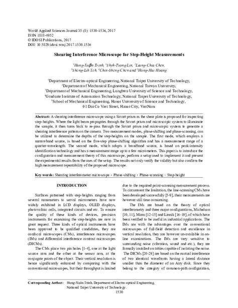 Pdf Shearing Interference Microscope For Step‐height Measurements