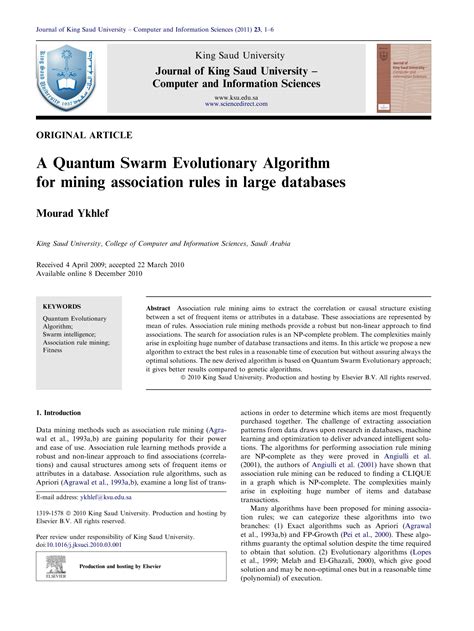 Solution A Quantum Swarm Evolutionary Algorithm For Mining Association