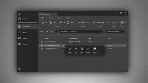 Fluent Design File Explorer Context Menu App Design Layout