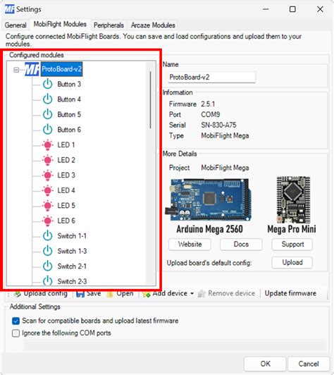 installing the board configuration mobiflight documentation