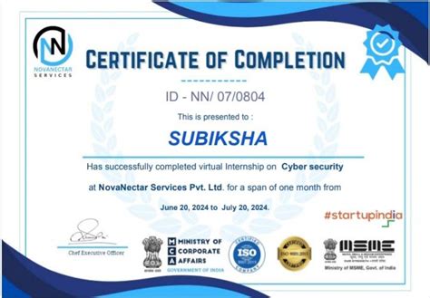 Subiksha T On Linkedin Internship Cybersecurity Novanectar Grateful