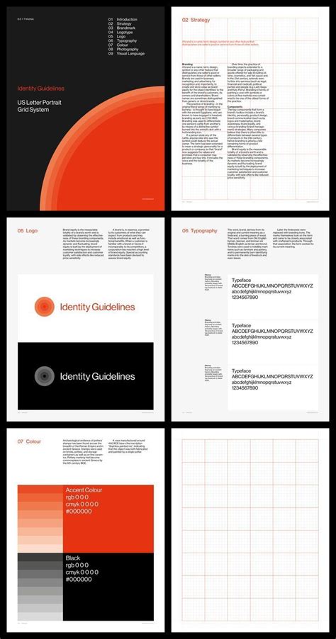 Brand Identity Guidelines Grid System Letter Portrait Booklet Design Folder Design Layout