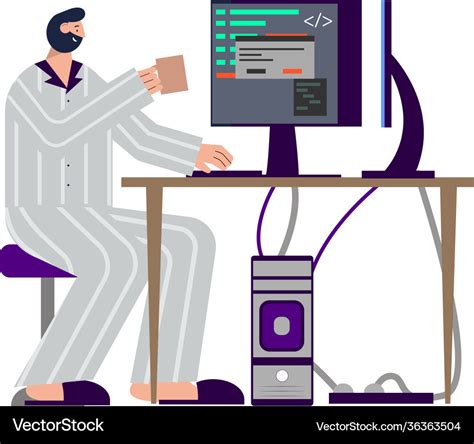 Programmers Desktop Workplace Composition Vector Image