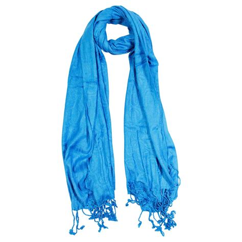 Sky Blue Jacquard Style Embroidered Rectangle Womens Hijab Scarf With