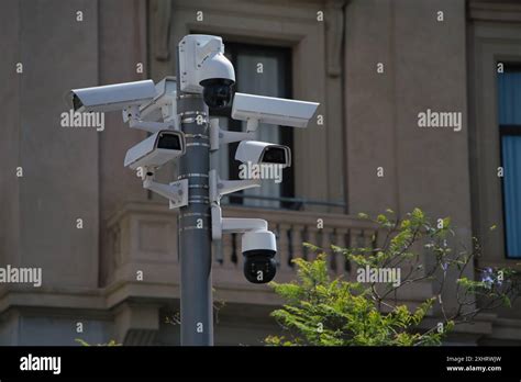Group Of Cctv Security Cameras Installed In The City For Surveillance
