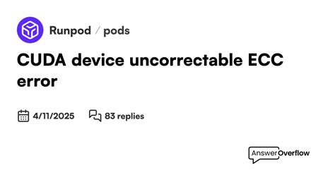 Cuda Device Uncorrectable Ecc Error Runpod