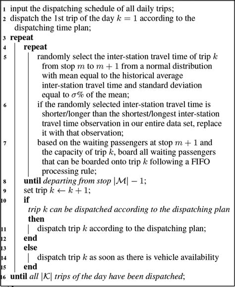 algorithm 4 simulation steps for simulating the daily operations when