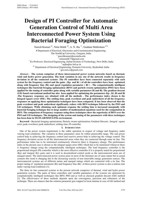 Design Of Pi Controller For Automatic Generation Control Of Multi Area