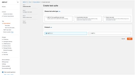 Device Advisor Detailed Console Workflow AWS IoT Core