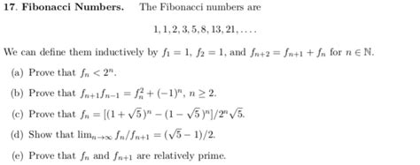 Solved Fibonacci Numbers The Fibonacci Numbers Are Chegg Com