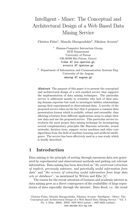 pdf intelligent miner the conceptual and architectural design of a