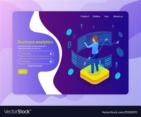 Business Analytics Isometric Website Royalty Free Vector