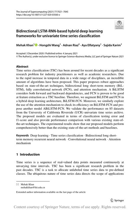 Bidirectional Lstm Rnn Based Hybrid Deep Learning Frameworks For Univariate Time Series