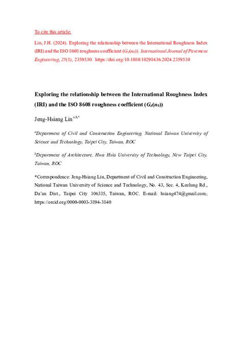 Pdf Exploring The Relationship Between The International Roughness Index Iri And The Iso