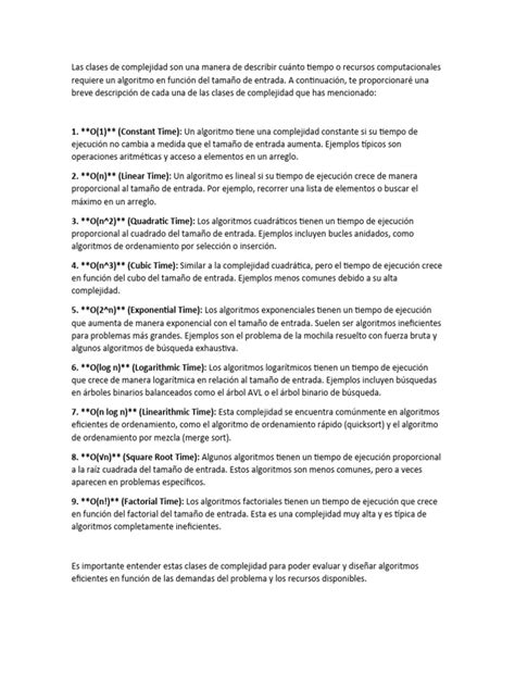 Clases De Complejidad Pdf Teoría De La Complejidad Computacional Algoritmos