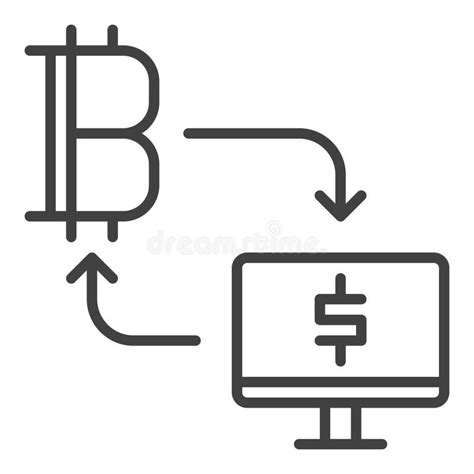 Computer And Bitcoin Connected With Arrows Vector Cryptocurrency Icon