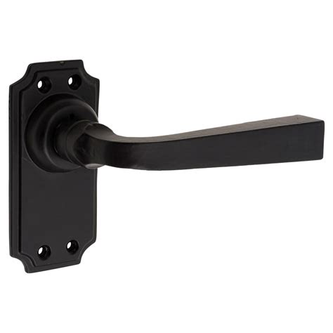 Olde Forge Avon Short Latch Door Handle Smooth Black IronmongeryDirect Same Day Despatch