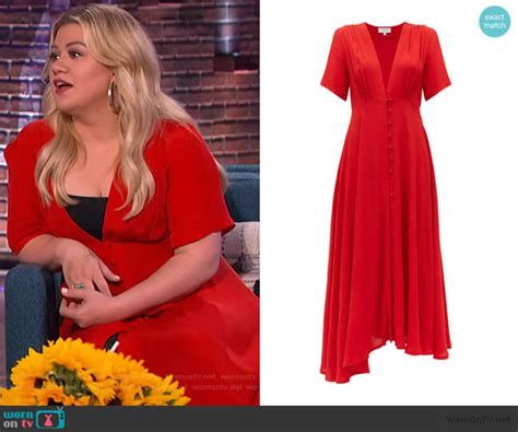 Wornontv Kellys Red V Neck Button Down Dress On The Kelly Clarkson