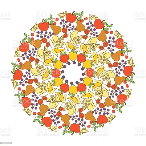 Fruit Mandala Stock Illustration Download Image Now Abstract Apple Fruit Banana Istock